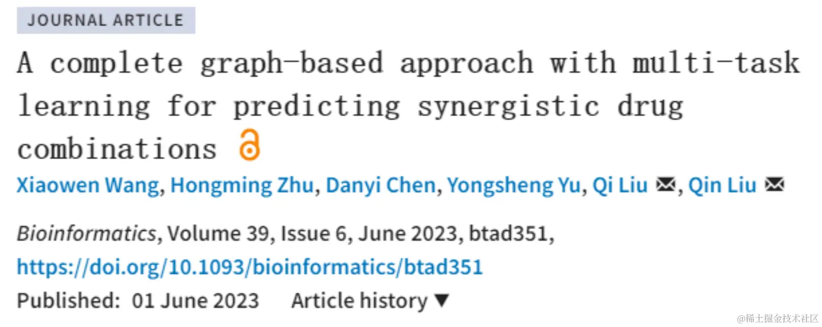 抗癌预测药物协同作用|基于图的多任务学习方法|BioinformaticsComplete Graph-based ap - 掘金