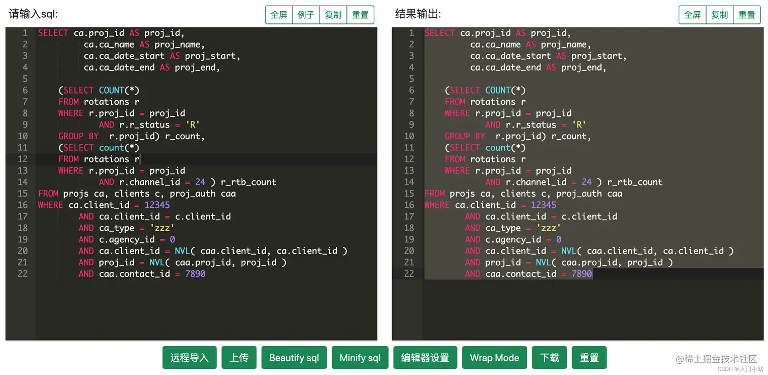 在线sql美化格式化工具在线sql美化格式化工具 在线sql美化格式化工具 Sql 掘金