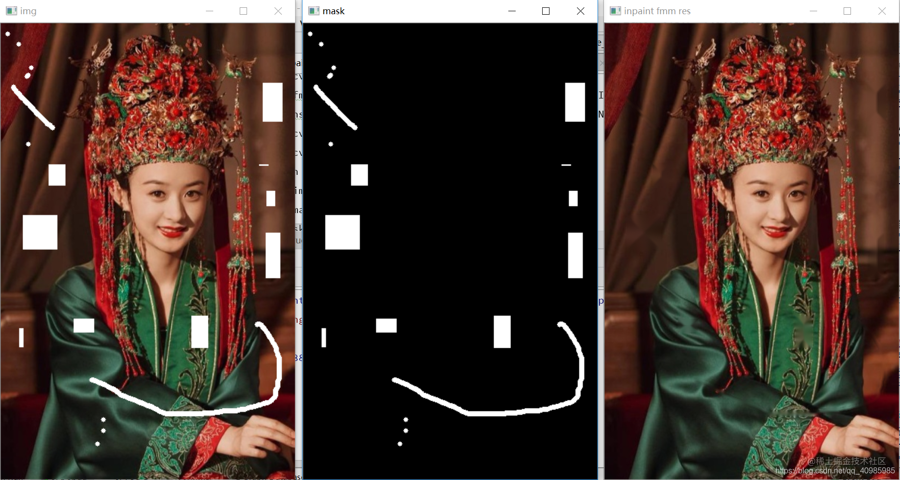 Python，OpenCV中的图像修复——cv2.inpaint - 掘金