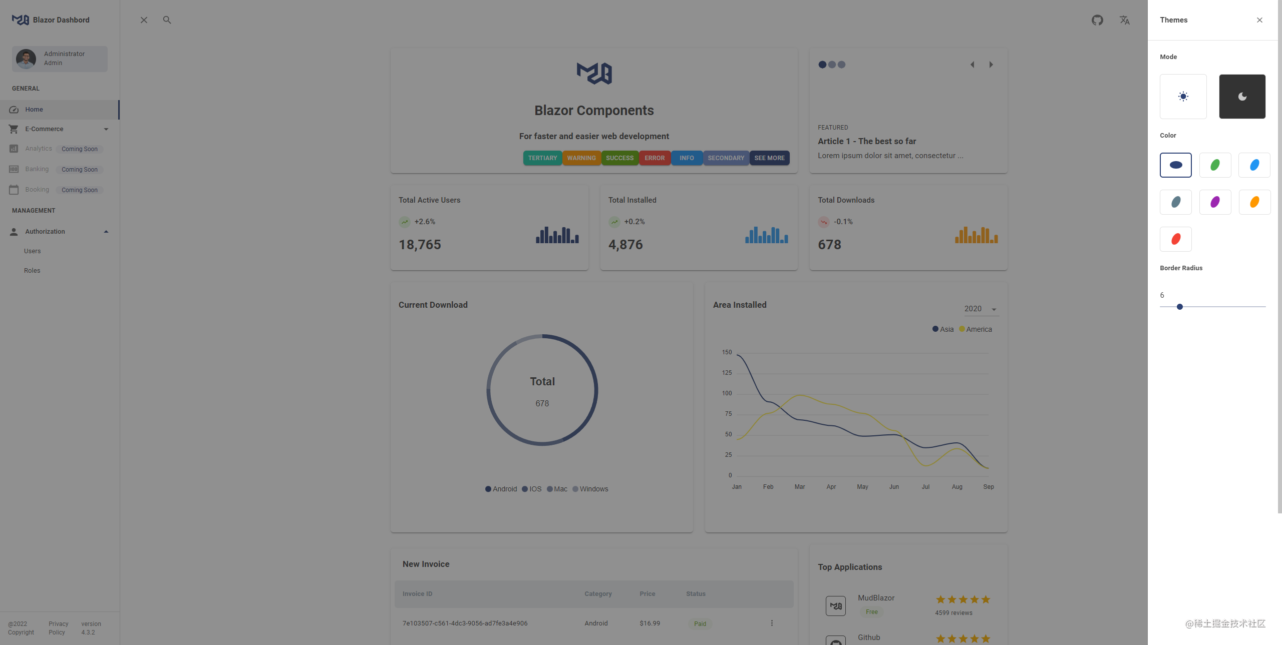 Blazor Dashboard Admin应用开发框架 - 掘金