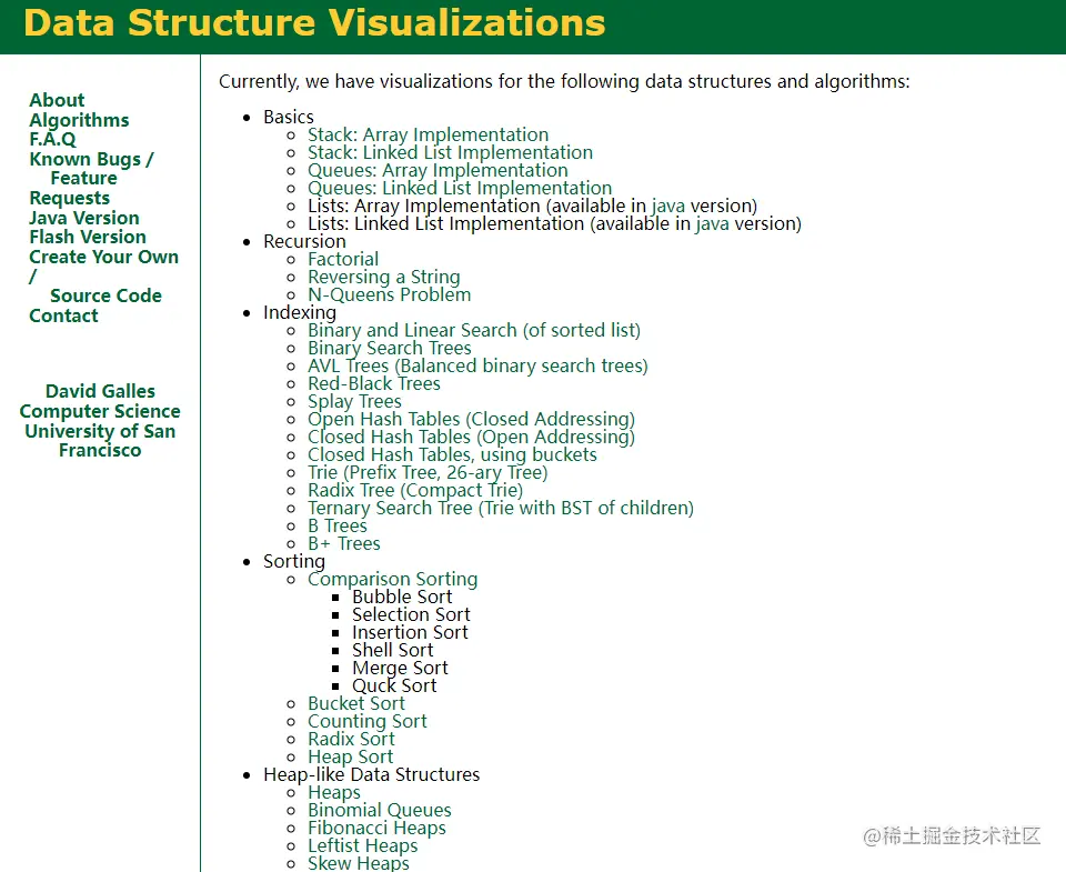 这几个算法可视化网站，太牛了！大家好，我是大彬~ 很多初学者在学习数据结构与算法的时候，都会觉得很难，很大一部分是因为数 - 掘金