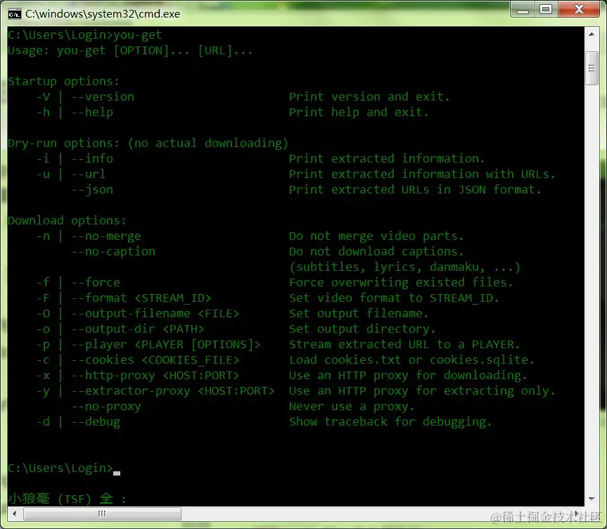 you-get帮助使用手册you-get使用手册 可选参数: -V, --version 查看 - 掘金