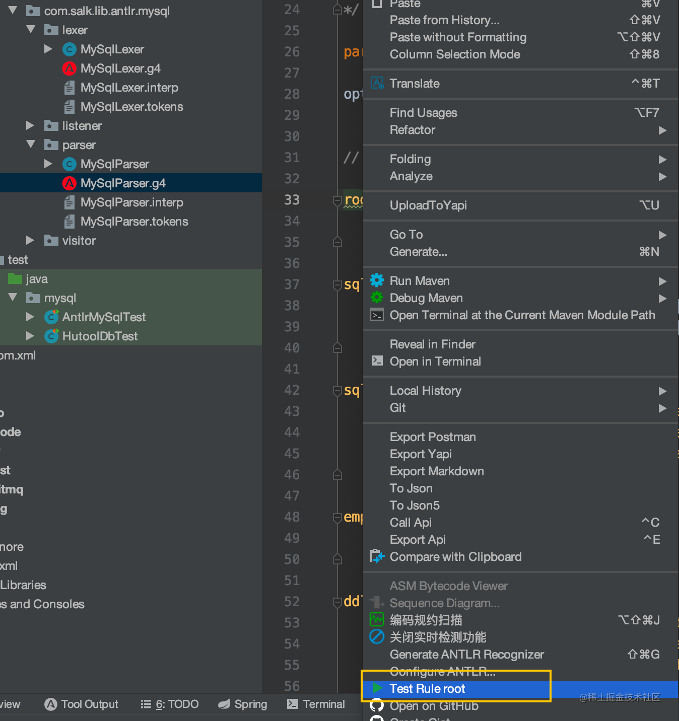 基于 ANTLR 的 Mysql 语法解析 - 掘金