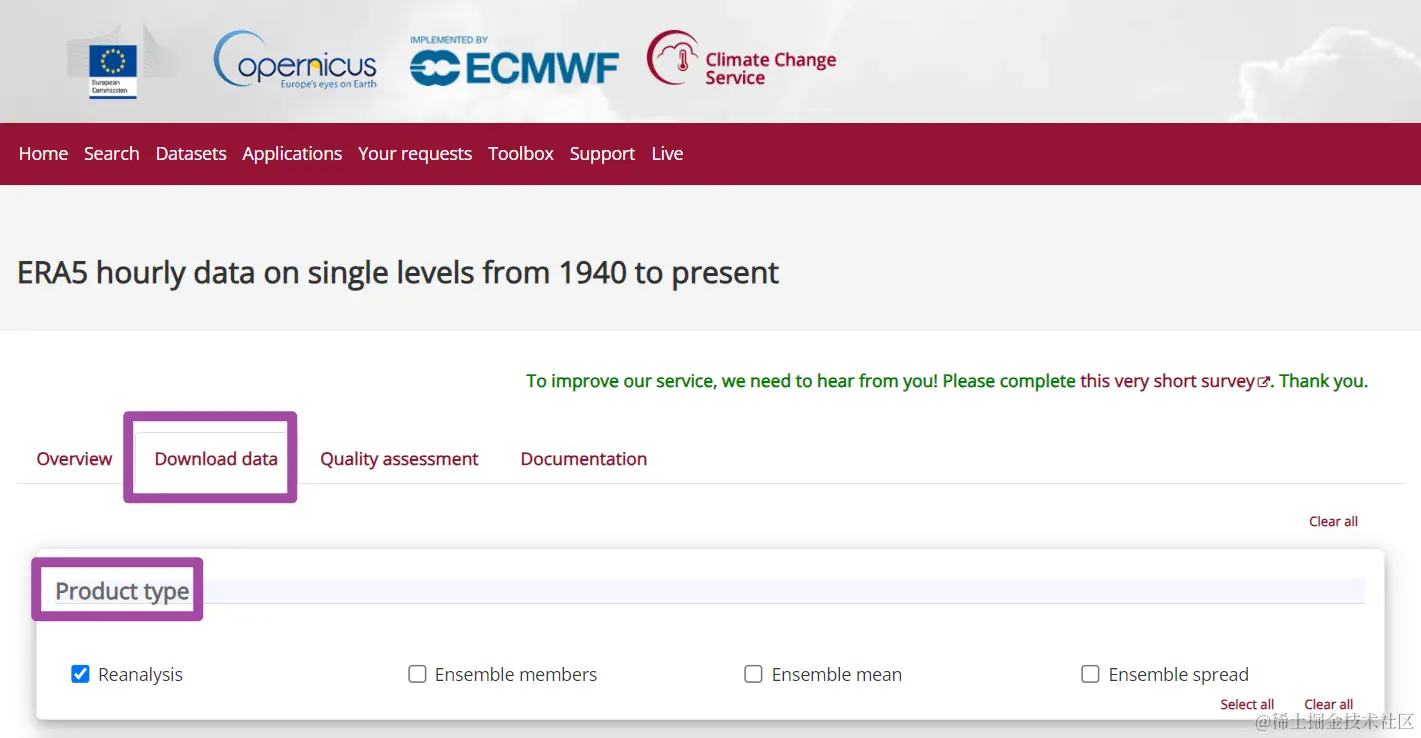 手动下载、Python下载ERA5气象数据的方法本文介绍在ERA5气象数据的官方网站中，手动下载、Python代码自动批 - 掘金