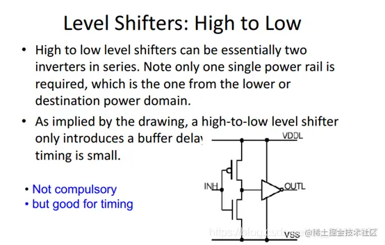 低功耗基础概念——Level Shifter cell补充本文已参与「新人创作礼」活动，一起开启掘金创作之路 信号跨越不 - 掘金