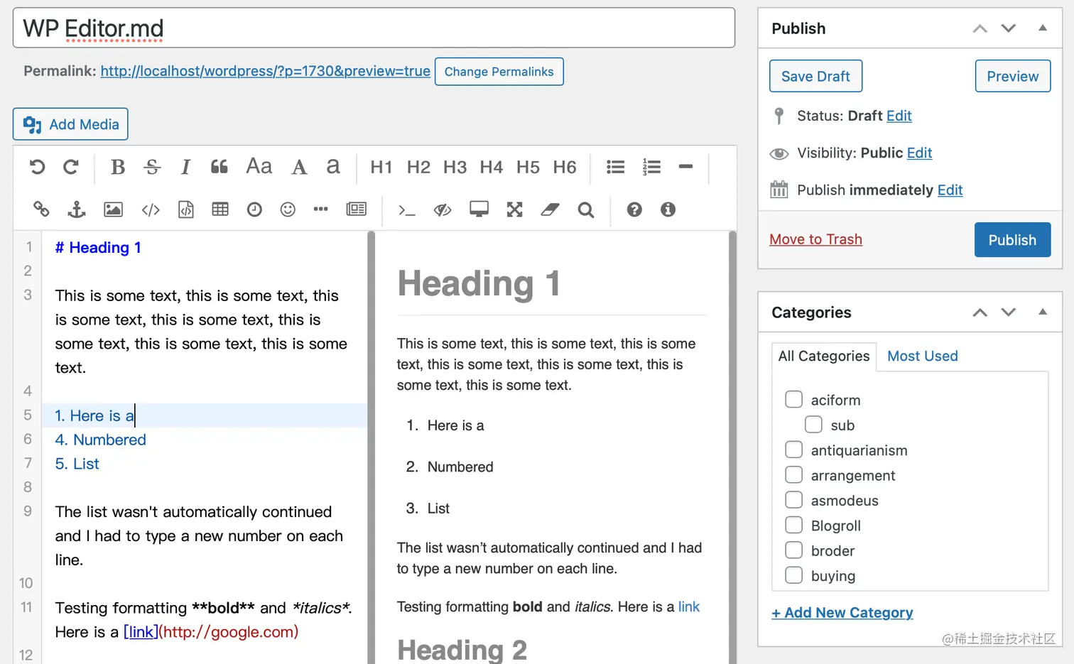 最好的WordPress的Markdown插件Markdown是一种为网络写内容的快速而有效的方式。它很容易写，很容易读 - 掘金