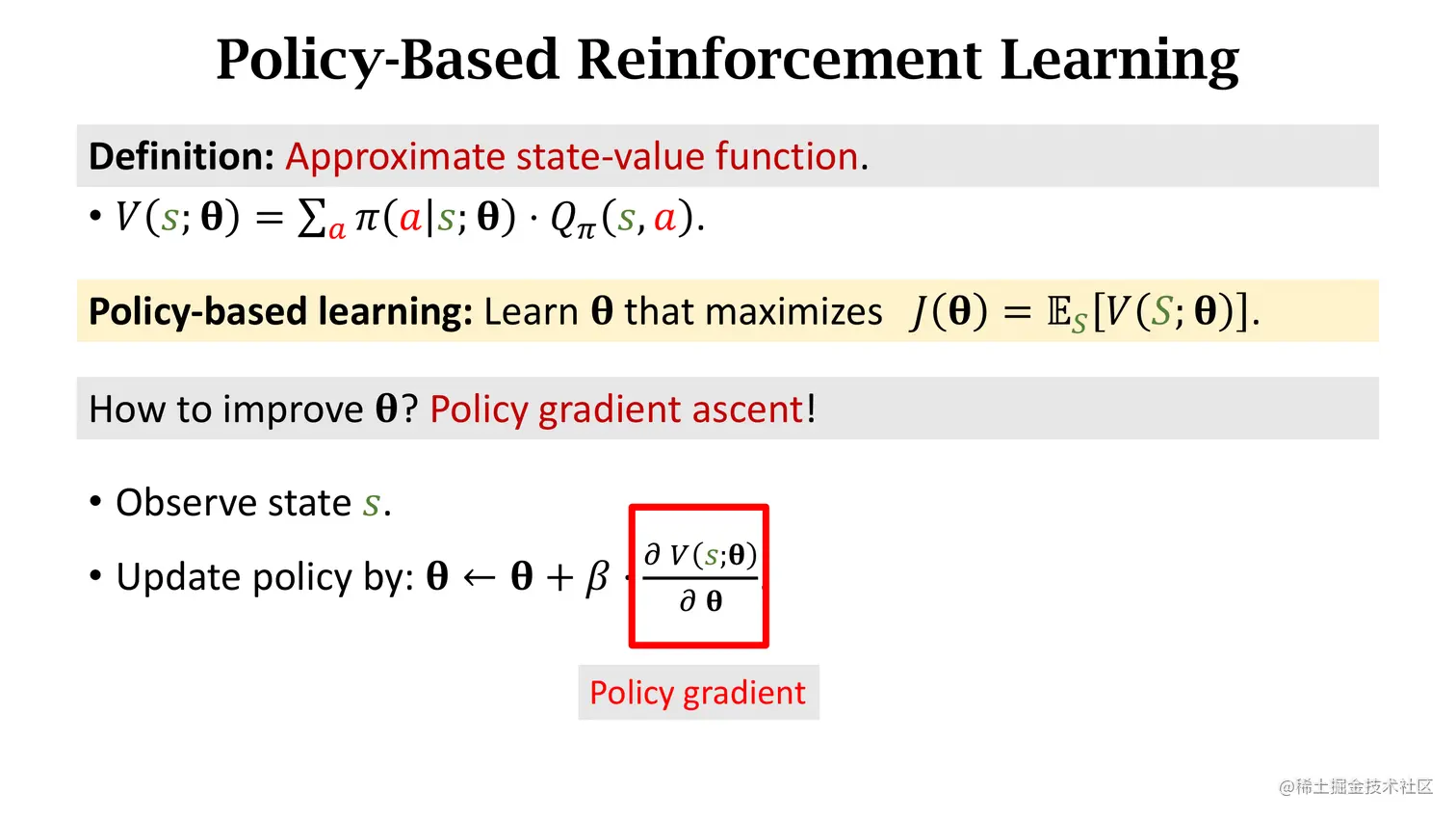 强化学习笔记（三）：基于策略函数的强化学习（Policy-based Reinforcement Learning） - 掘金