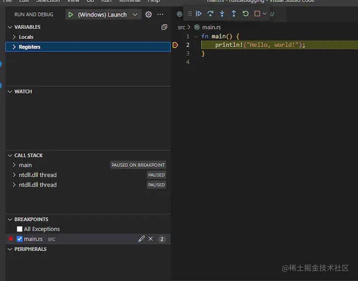 在VSCode中实现Rust编程调试指南在 VS Code 中调试 Rust：终极指南 Rust因其易用性、安全性和高性 - 掘金
