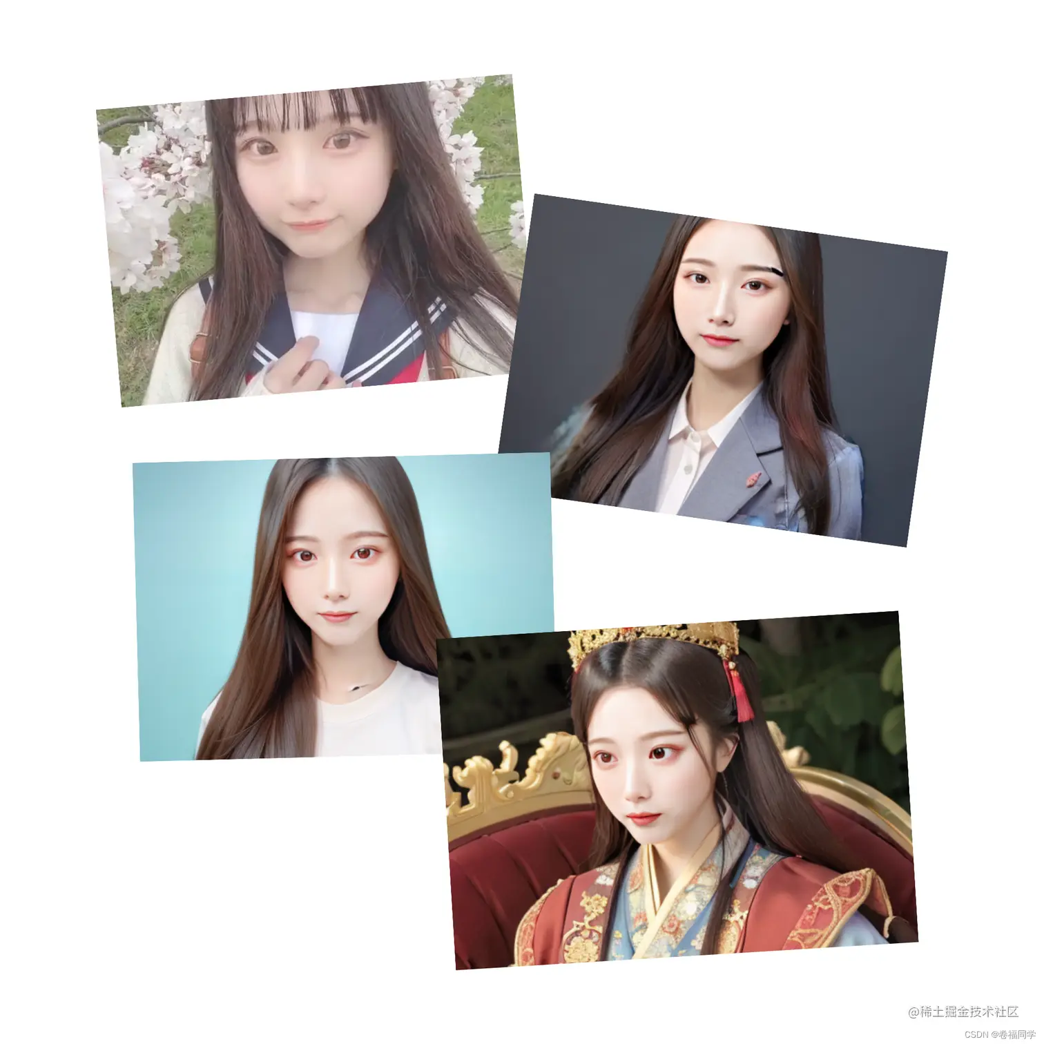 Facechain使用教程：3张照片就能生成个人写真，还完全免费下面4张图片，小伙伴们有没有看出来哪些是原图，哪些是AI - 掘金