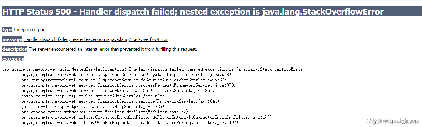 Handler Dispatch Failed； Nested Exception Is Javalangstackoverflowerror 掘金