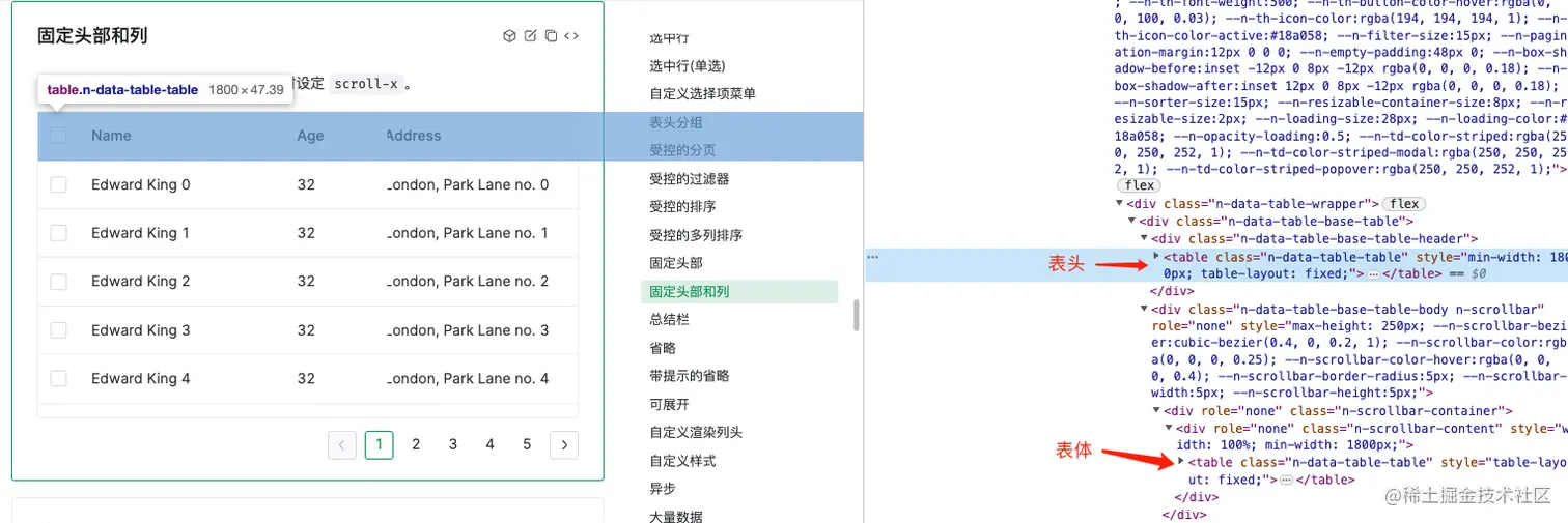 组件库的 Table 组件表头表体是如何实现同步滚动的？在使用 Vue 3 组件库 Naive Ui 的数据表格组件 D 掘金