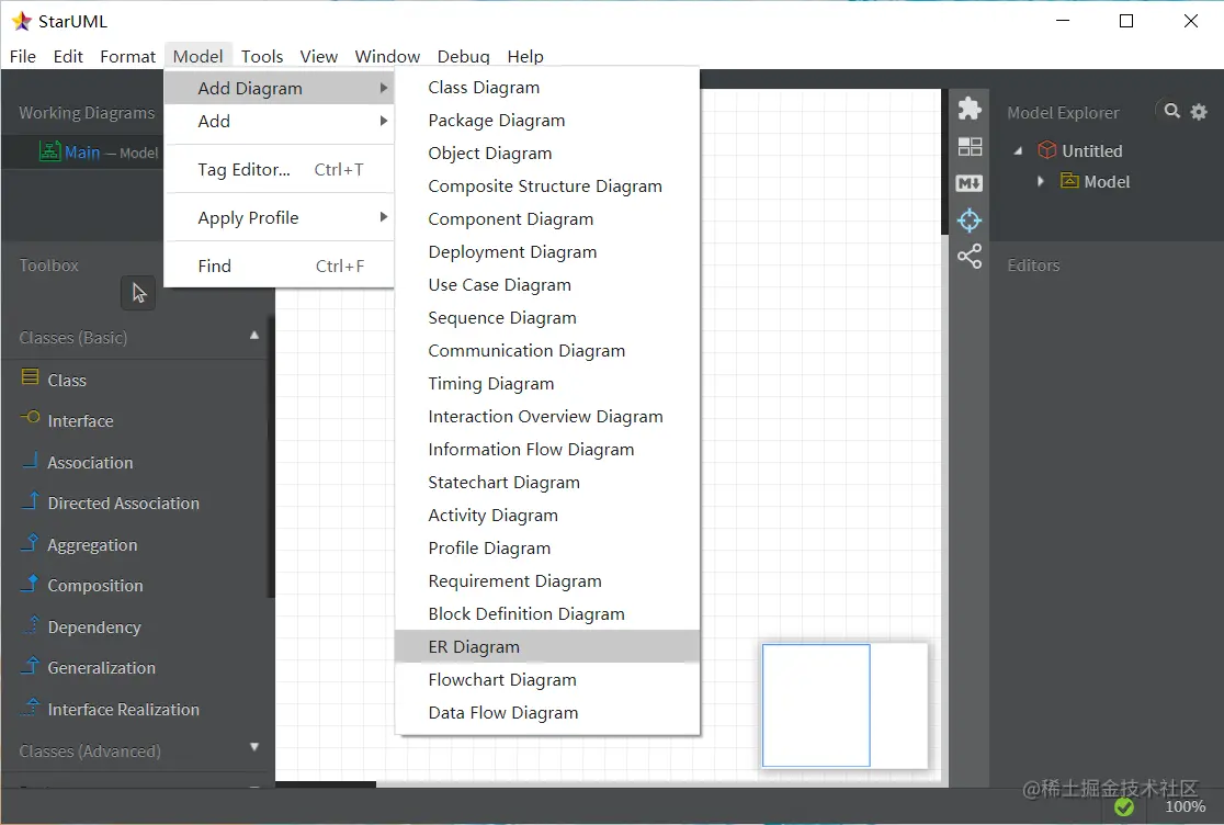 如何使用StarUML绘制E-R图ER图E-R图也称实体-联系图(Entity Relationship Diagram - 掘金