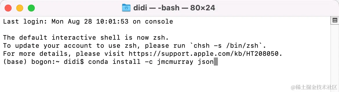 Anaconda安装Python下属json模块的方法本文介绍在Mac电脑的Anaconda环境中，配置Python语言 - 掘金