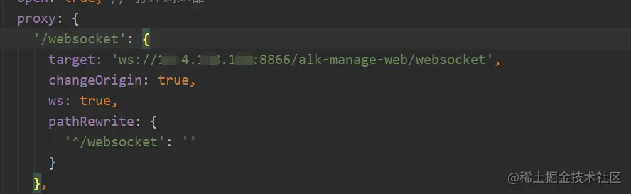 vue websocket动态代理配置问题在使用websocket的时候，做了如下配置（端口8080由我前端启动的端口决 - 掘金