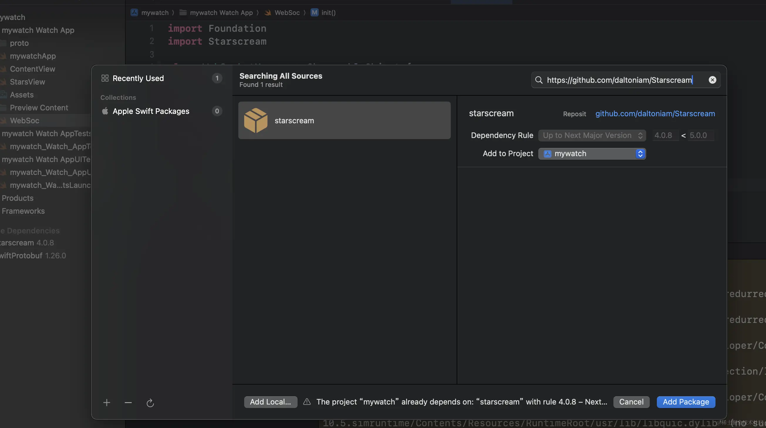 swift使用websocket通讯，依赖库Starscream集成，并验证apple watch实现websocket可行性 - 掘金