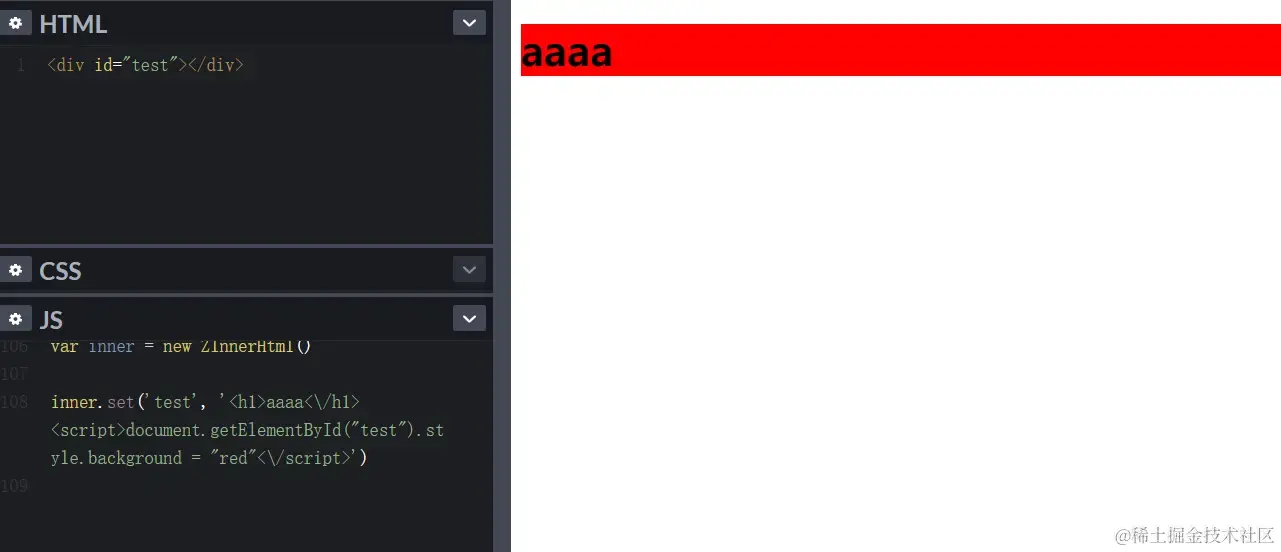 解决innerHTML插入js不运行问题1. innerHTML介绍 有两个功能, 一个是可以获取指定DOM的HTML元 - 掘金