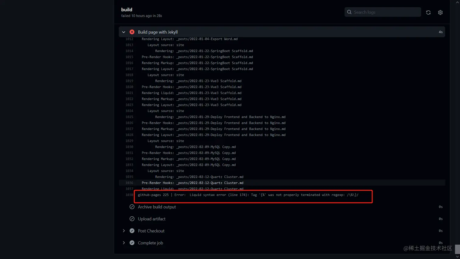 GitHub Pages构建失败：Page build failed背景 从2015年开始，一直在 GitHub 上通过 - 掘金