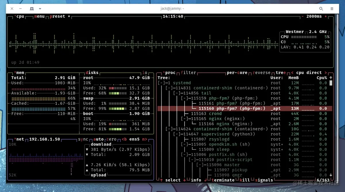 Btop是对Linux top命令的一种改进2022年7月28日，太平洋时间上午7:47 Btop是对Linux top - 掘金