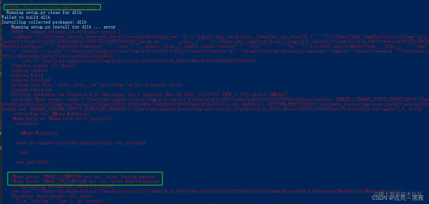 windows10下编译dllib报错： ERROR: Failed building wheel for dlib - 掘金