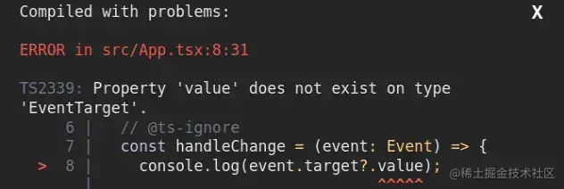 React报错之Property 'value' does not exist on type EventTarget - 掘金