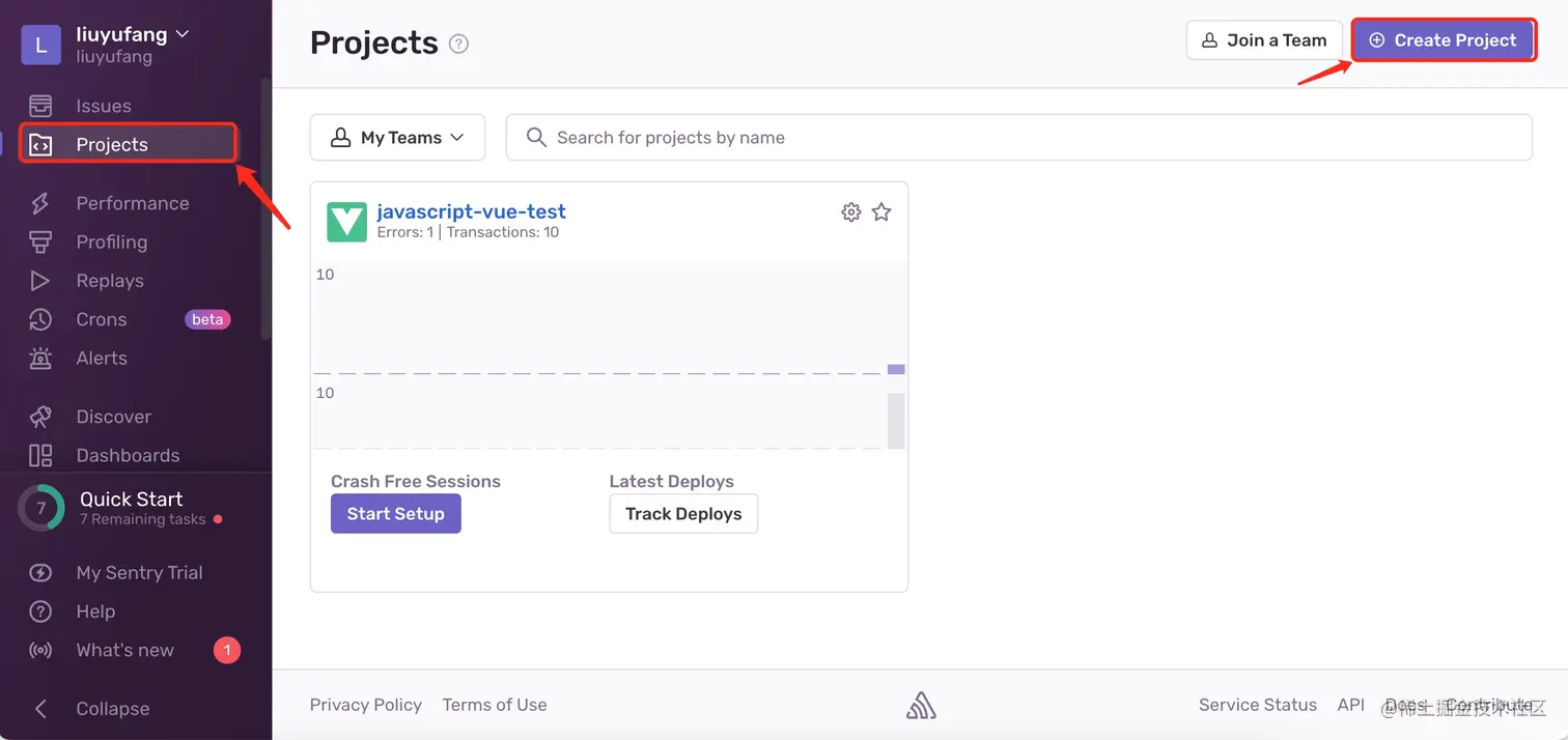 Vue3引入Sentry错误监测系统Sentry的使用 step1.在https://docs.sentry.io/注册 - 掘金