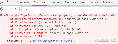 Error: Cannot read property 'queueData' of undefin is displayed when ...