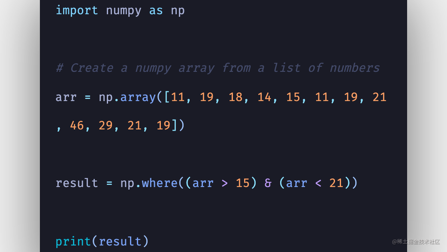 np.where:如何在Numpy数组中查找值的索引 - 掘金