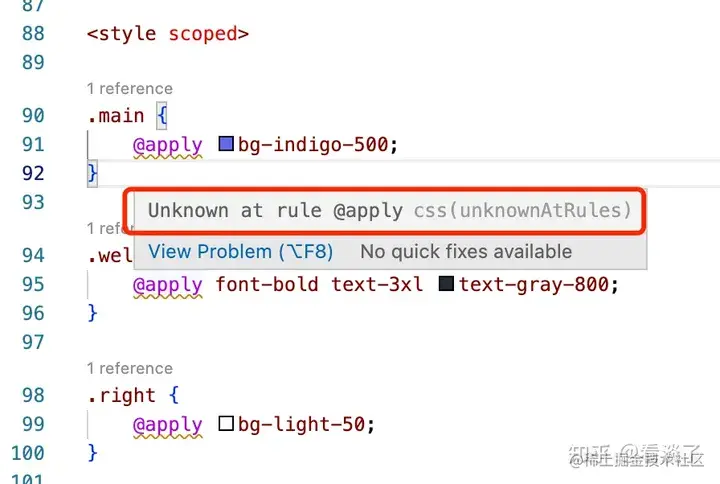 Unknown at rule @applycss(unknownAtRules) 关注 在使用windicss时，我们 - 掘金