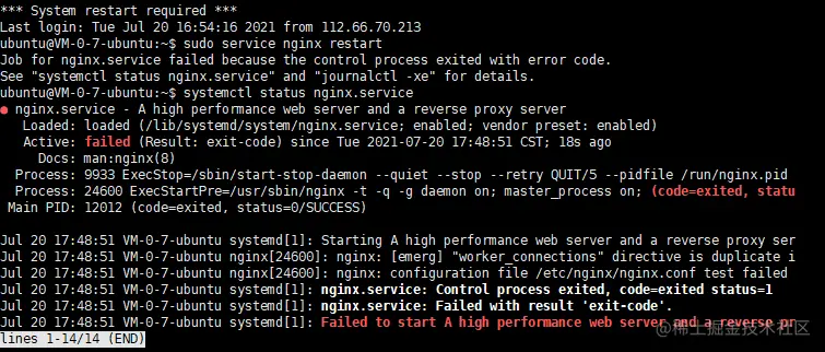 ngnix服务重启失败查错Nginx: Failed to start A high performance web s - 掘金