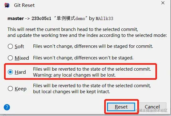 IDEA 撤销 merge 操作（详解）一、前言 现在有两个本地分支dev 和 master, 将 dev 合并到 ma - 掘金