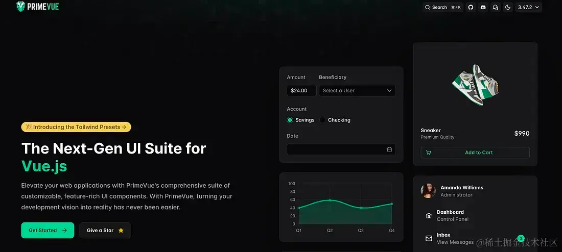 推荐10个最受欢迎的 Vue.js UI 库在2024年，随着Vue.js的不断普及和发展，这个轻量级、易于学习的Jav - 掘金