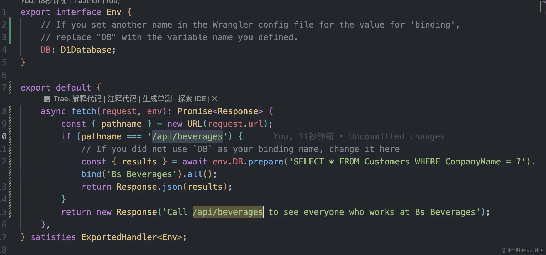 通过Wrangler CLI在worker中创建数据库和表官方使用文档：Getting started · Cloudf - 掘金