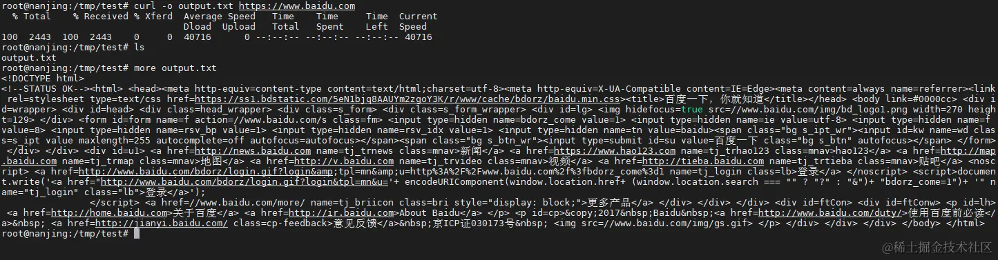 在Linux中，如何将 cURL 输出保存到文件？？当你需要将cURL的输出保存到文件时，Linux提供了几种不同的方法 - 掘金