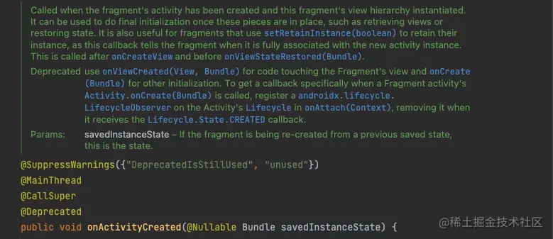 Fragment 这些 API 已废弃，你还在使用吗？盘点 Fragment 被废弃的 API：onActivityCr - 掘金
