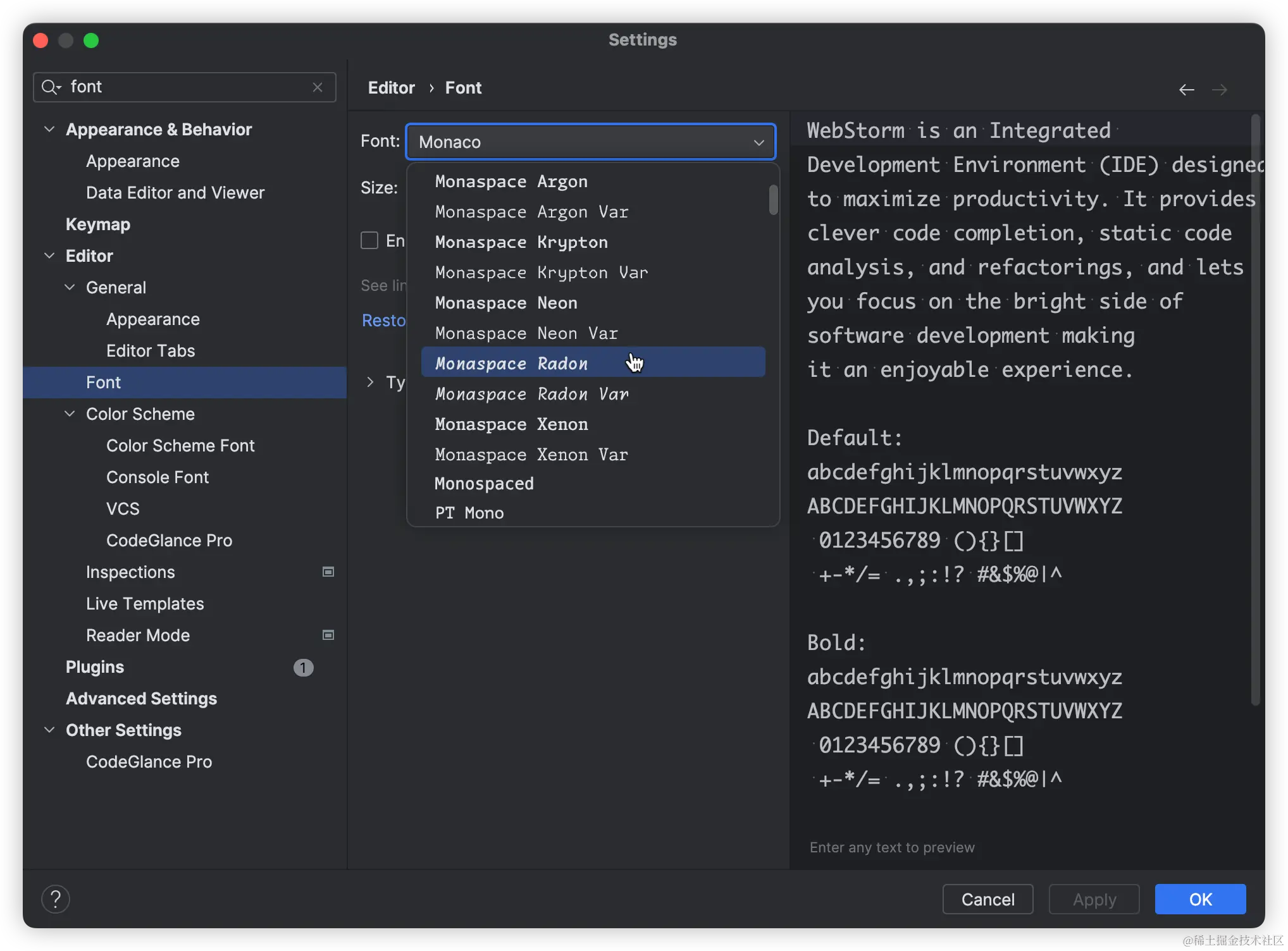 拯救 VSCode，试试这款高颜值代码字体Monaspace 是包含 5 种变形字体的等宽代码字体家族，颜值 Up，很难 - 掘金