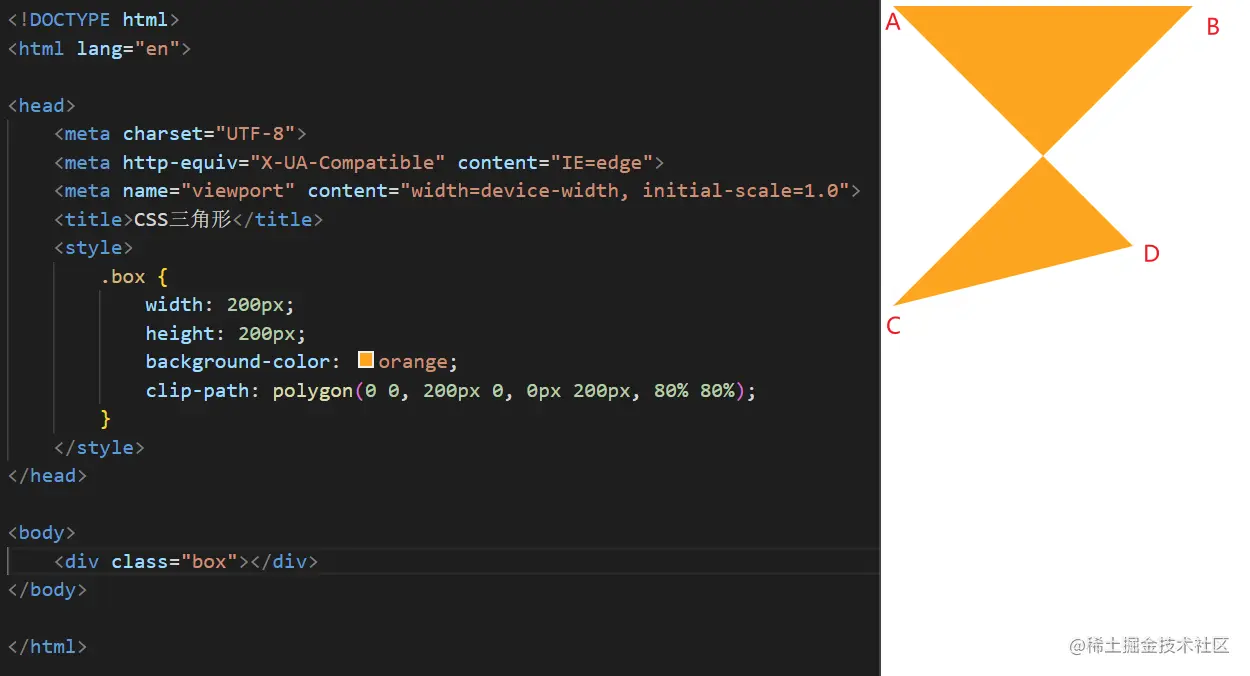 CSS画多边形及clip-path: polygon()属性原理首先用以下代码画出一个正方形。 二、引用clip-pat - 掘金