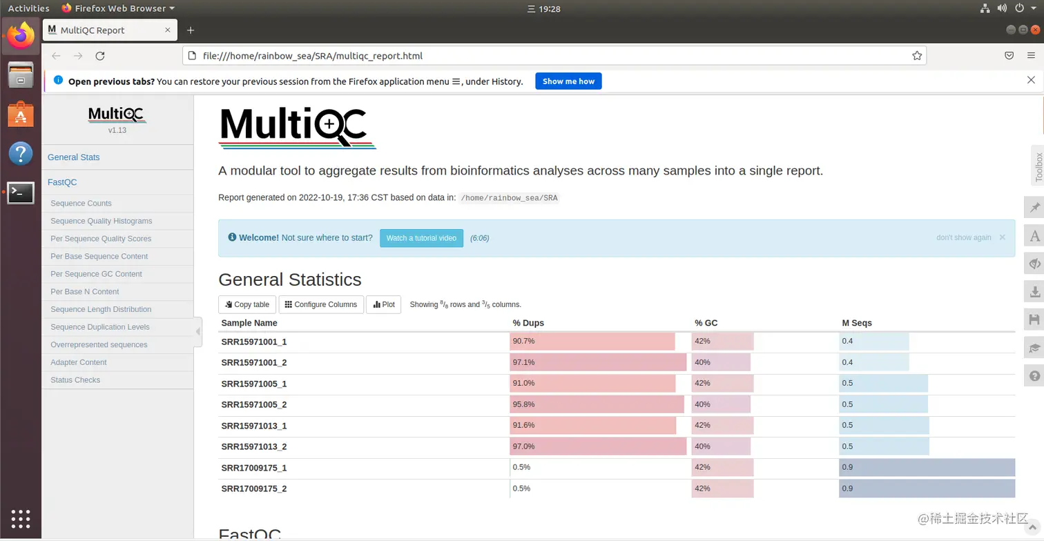 MultiQC的安装及使用MultiQC简介 NGS技术的进步催生了新的实验设计、分析类型和极高通量测序数据的生成。对于 - 掘金