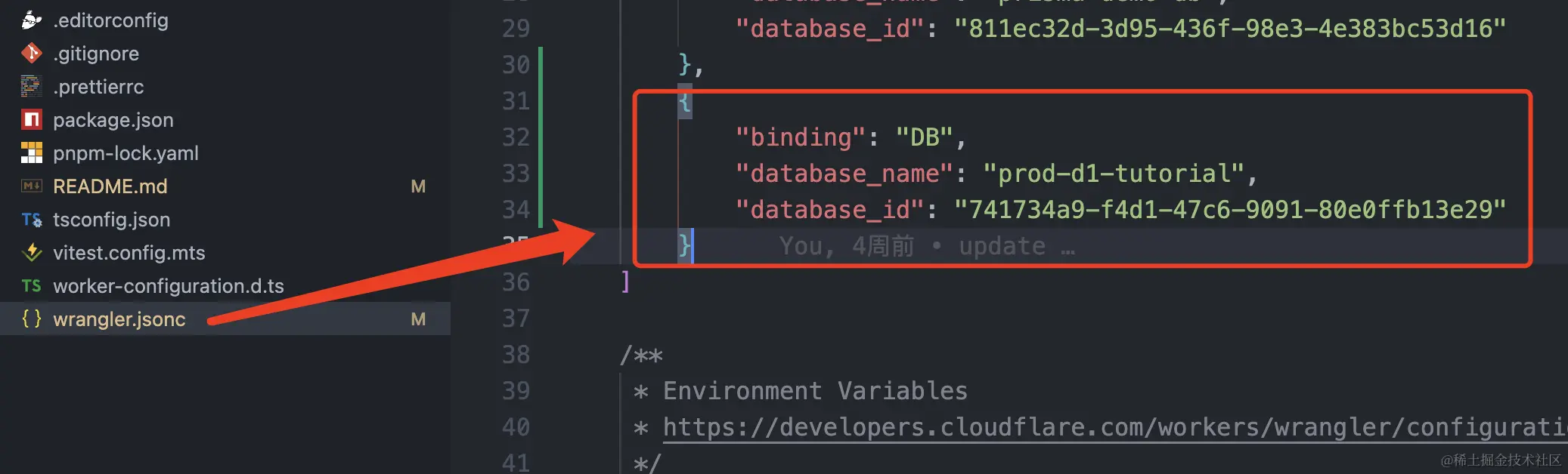 通过Wrangler CLI在worker中创建数据库和表官方使用文档：Getting started · Cloudf - 掘金