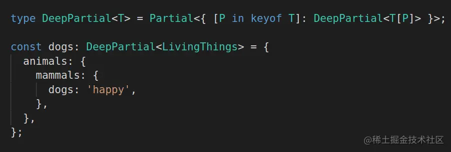 在Typescript中创建你自己的DeepPartial类型，允许对象属性的任何子集深入的教程你可能知道Typescr - 掘金