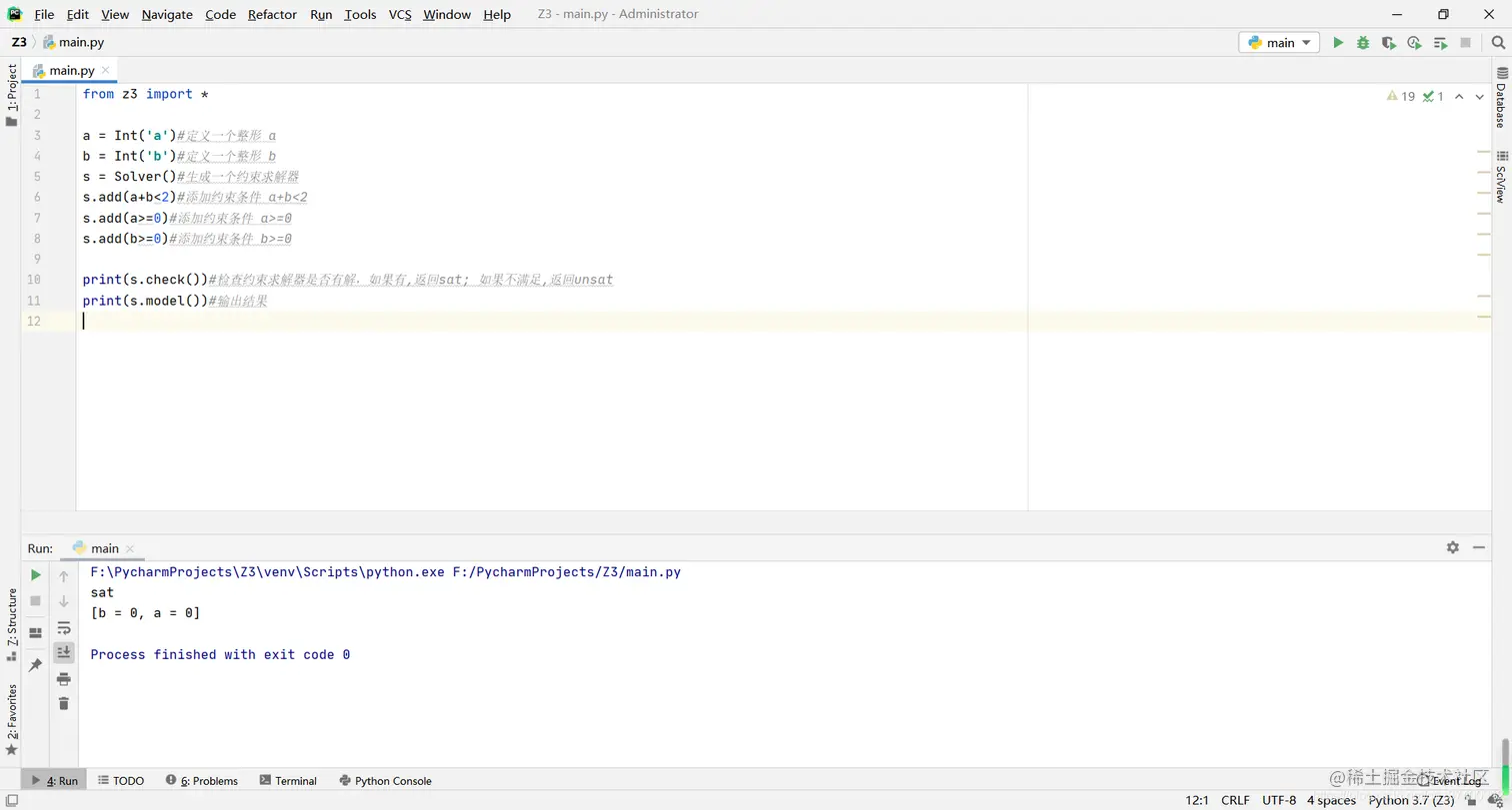 【python环境下Z3约束求解器入门学习教程】基础教程Z3求解器的基本用法，包含求解方法：solver，Real类型的 - 掘金