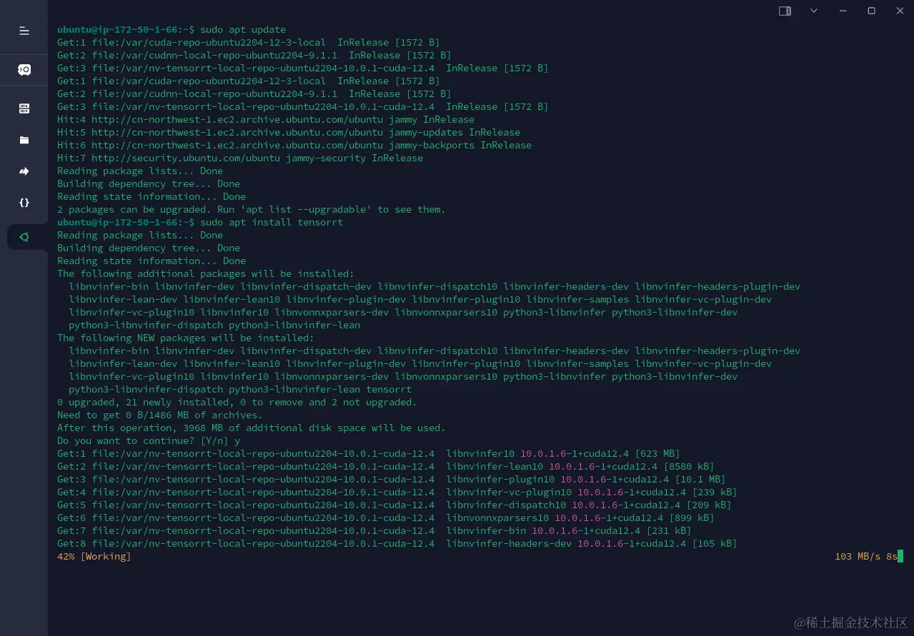Ubuntu Server 22.04 LTS安装TensorRT[机器学习环境搭建]机器学习环境搭建第五篇：基于Ubu - 掘金