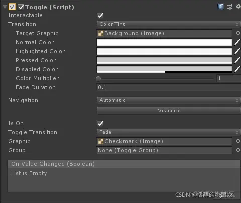 【Unity3D-UGUI系列】（十一）Toggle 开关组件详解这是我参与11月更文挑战的第11天，活动详情查看：20 - 掘金