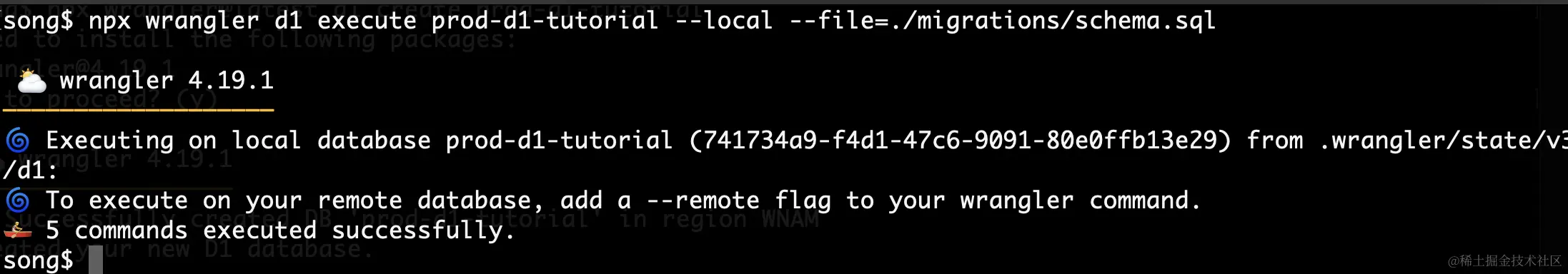 通过Wrangler CLI在worker中创建数据库和表官方使用文档：Getting started · Cloudf - 掘金