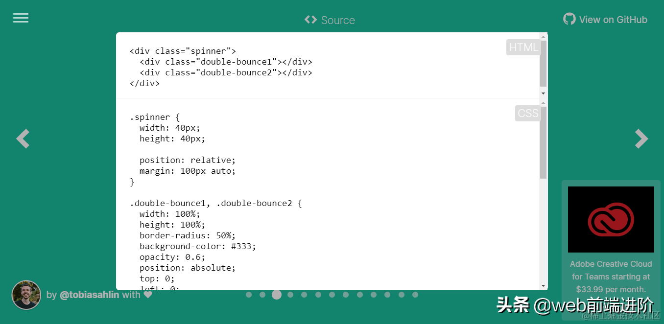 超干货 CSS3/SVG Loading动画集合随着css3实现各种炫酷动画效果越来越流行。今天给大家推荐一些css3和 - 掘金