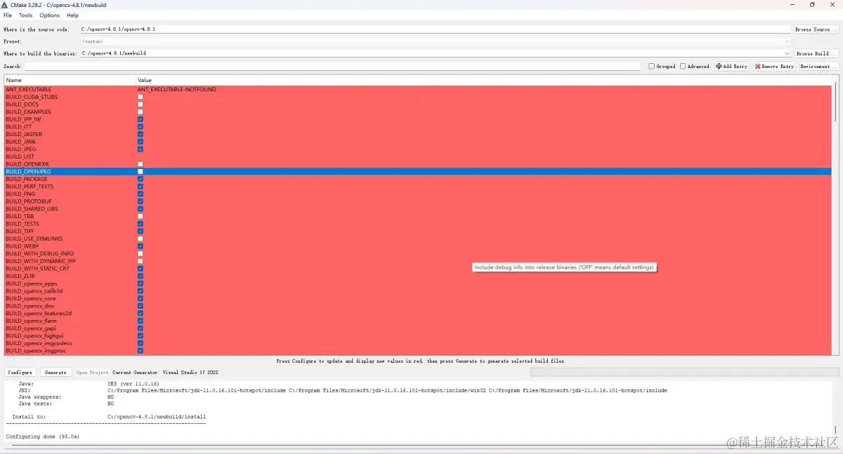 Windows 下使用 CMake + Visual Studio 2022 编译 OpenCV 4.8.1 及其扩展模块 - 掘金